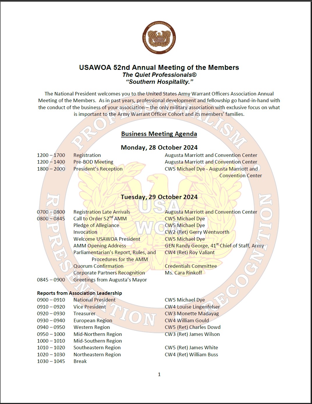 52nd Annual Meeting of the Members - USAWOA